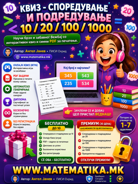 Апликација за Онлајн СПОРЕДУВАЊЕ и ПОДРЕДУВАЊЕ до 10 / 20 / 100 / 1000 ...